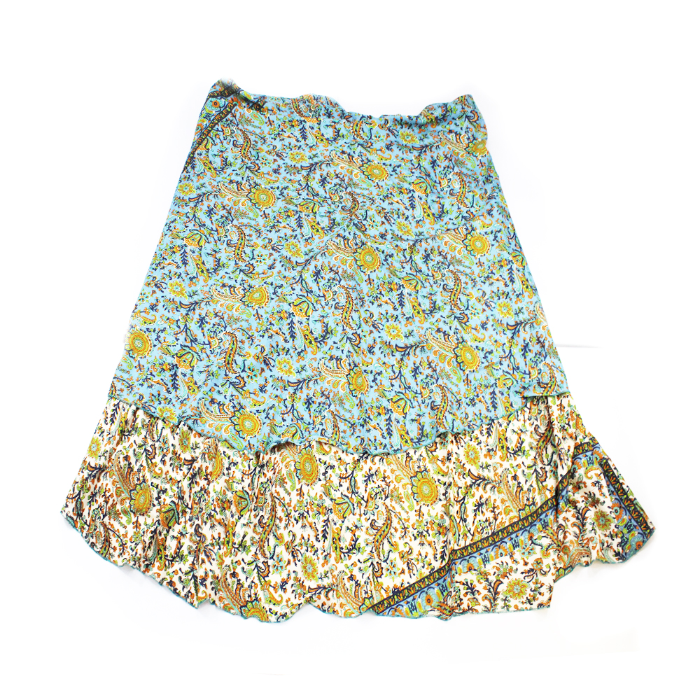 Boho Silky Reversible Wrap Around Skirt - The Indian Connection