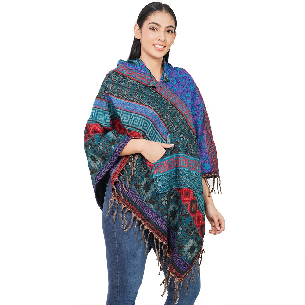 Poncho with Drawstring Hood - The Indian Connection