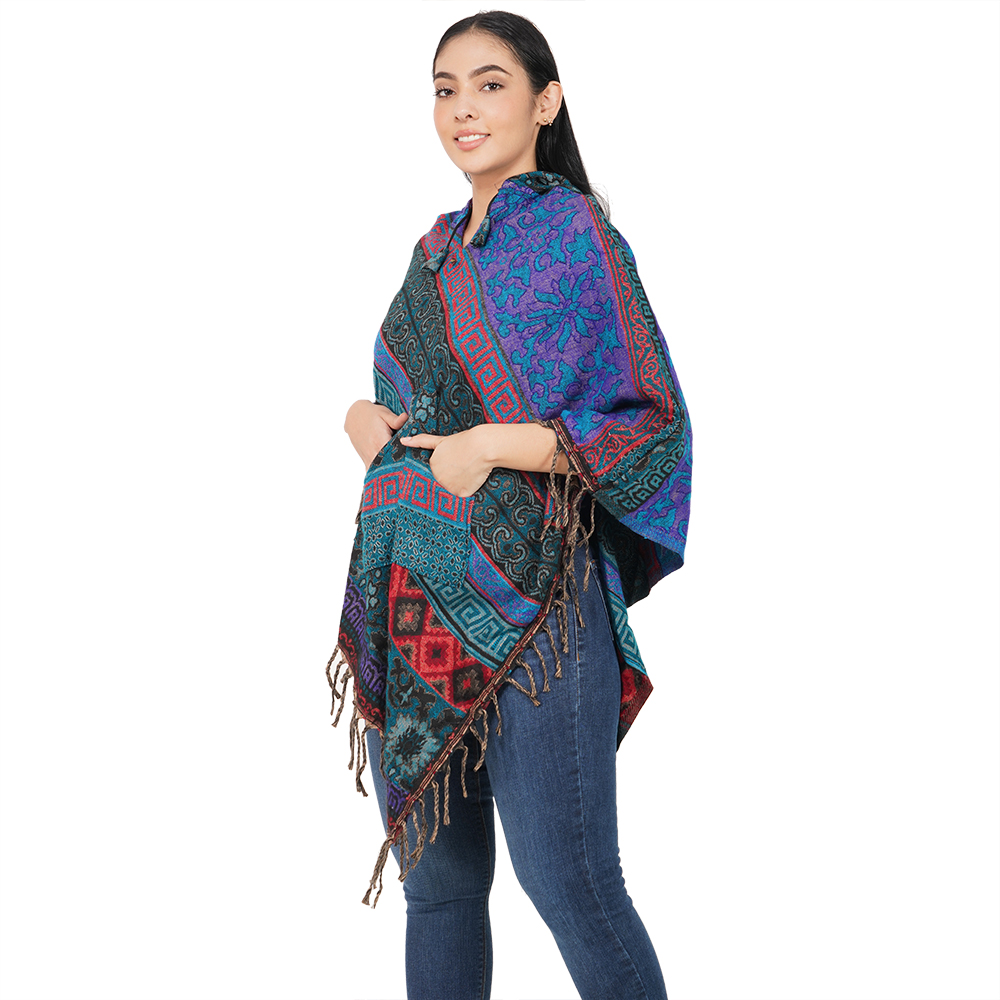 Poncho with Drawstring Hood - The Indian Connection