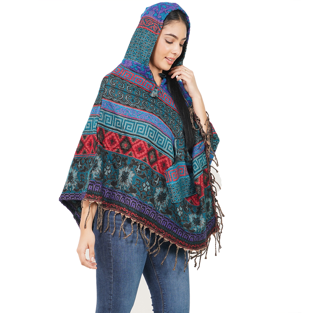 Poncho with Drawstring Hood - The Indian Connection