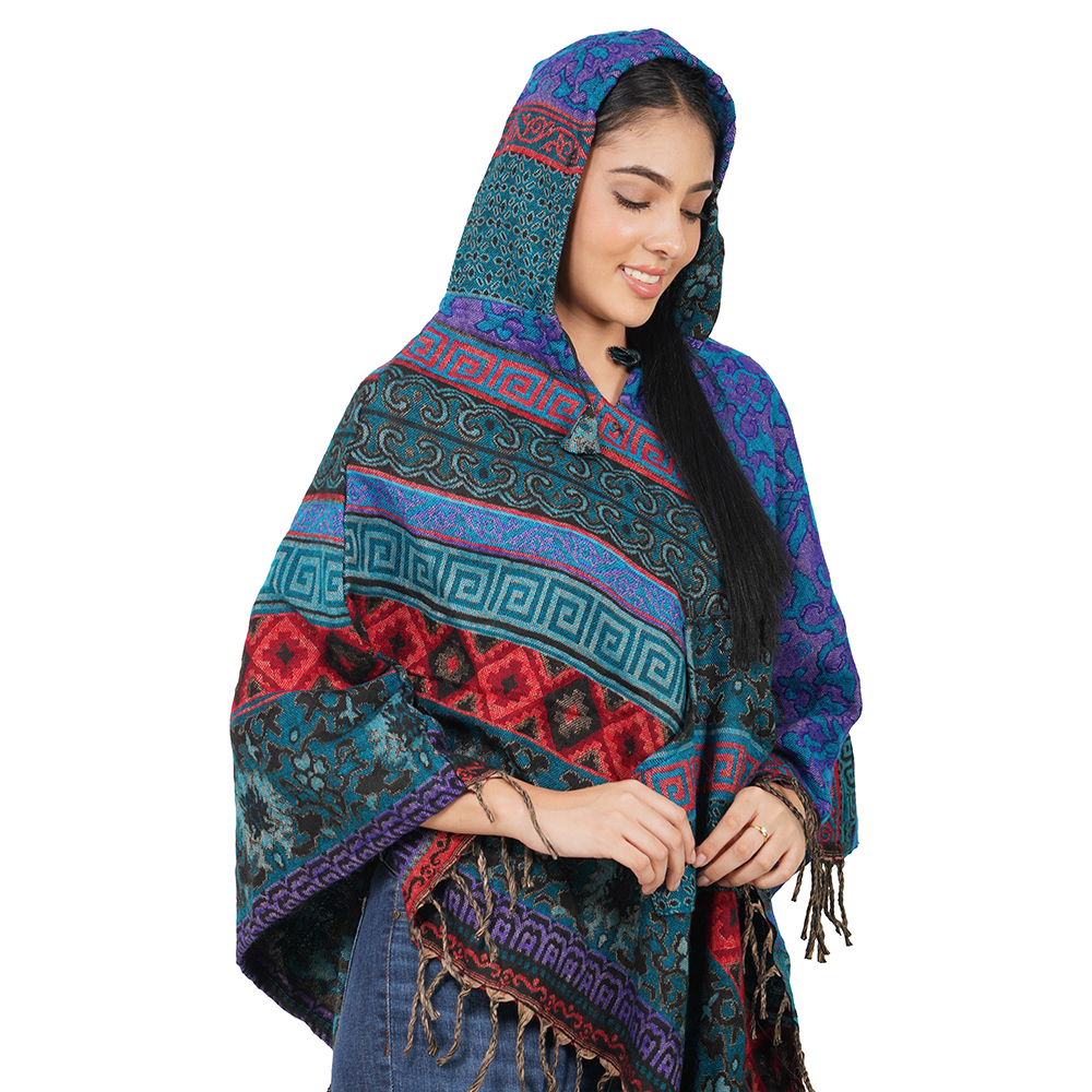 Poncho with Drawstring Hood - The Indian Connection