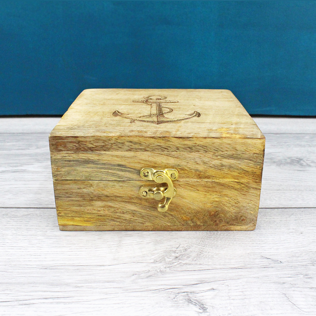 Wooden Box w/ Anchor Design - The Indian Connection