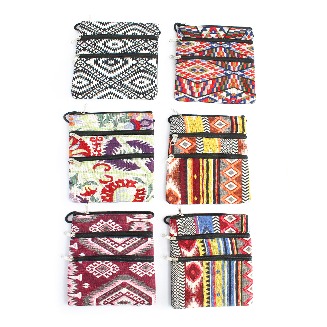 Small Zipped Aztek Passport Bag - The Indian Connection