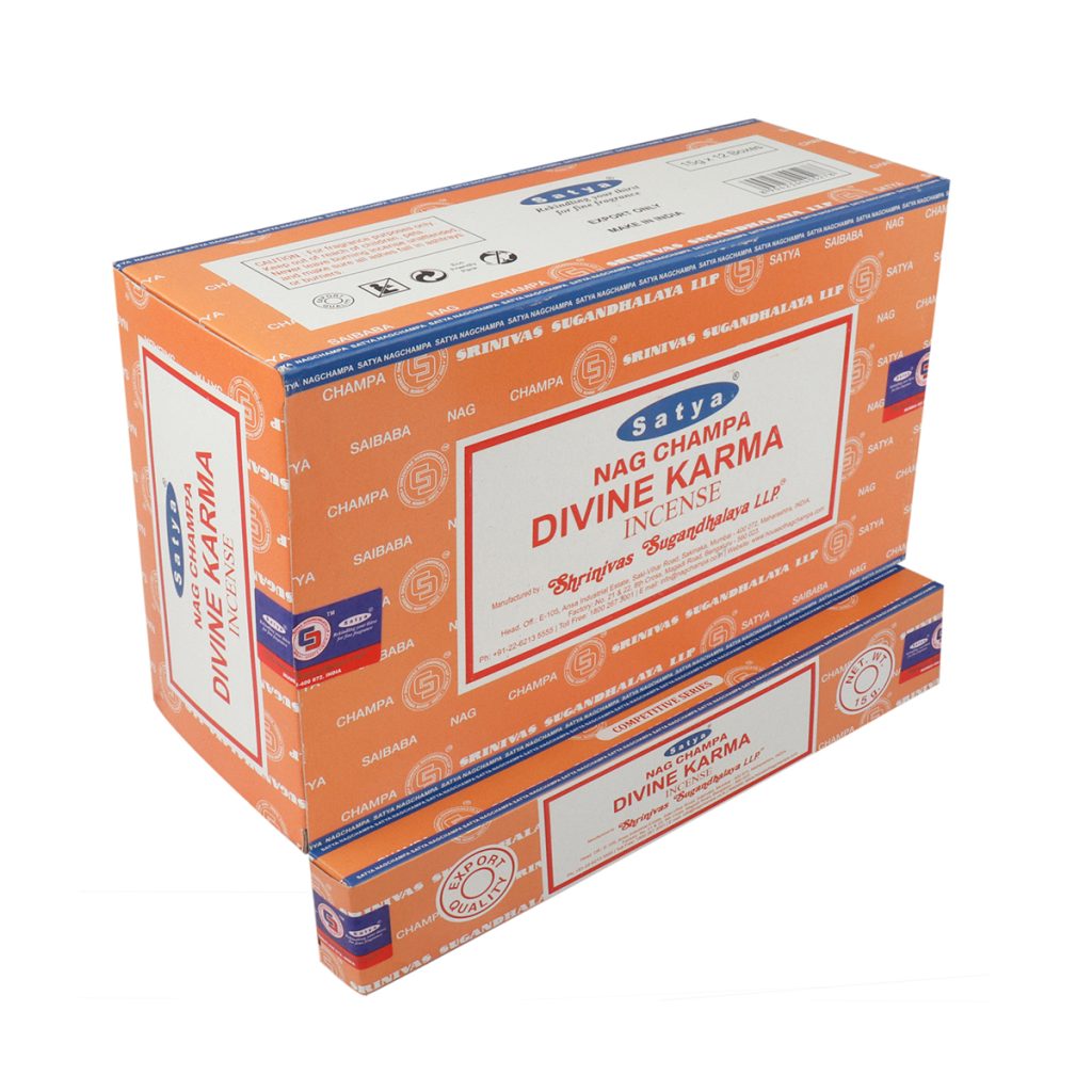 Divine Karma Nag Champa Satya 15gms x 12pkts - The Indian Connection