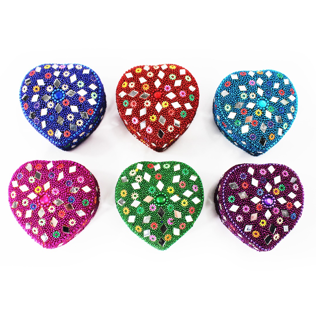 Heart Sparkle Mirrored Pots (Set Of 3 ) - The Indian Connection